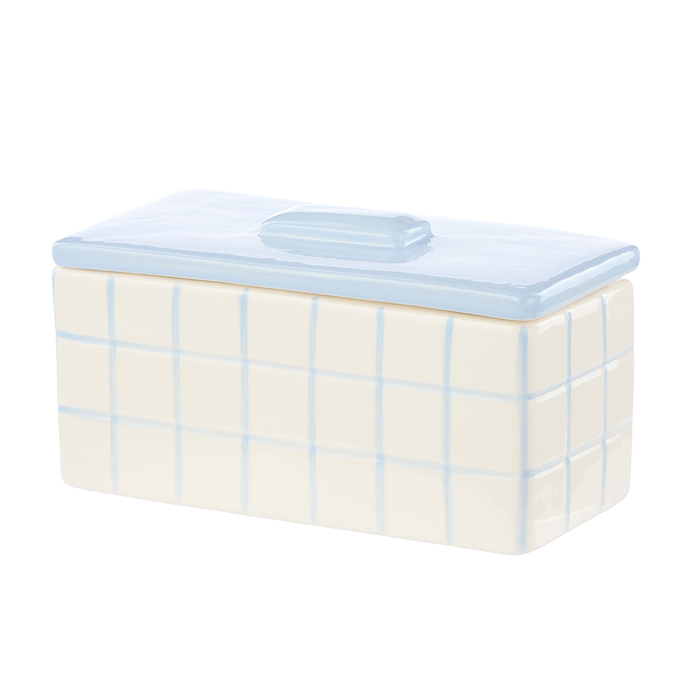 Emporium Lulu Ceramic Box Cube Grid Blue Long – Iko Iko