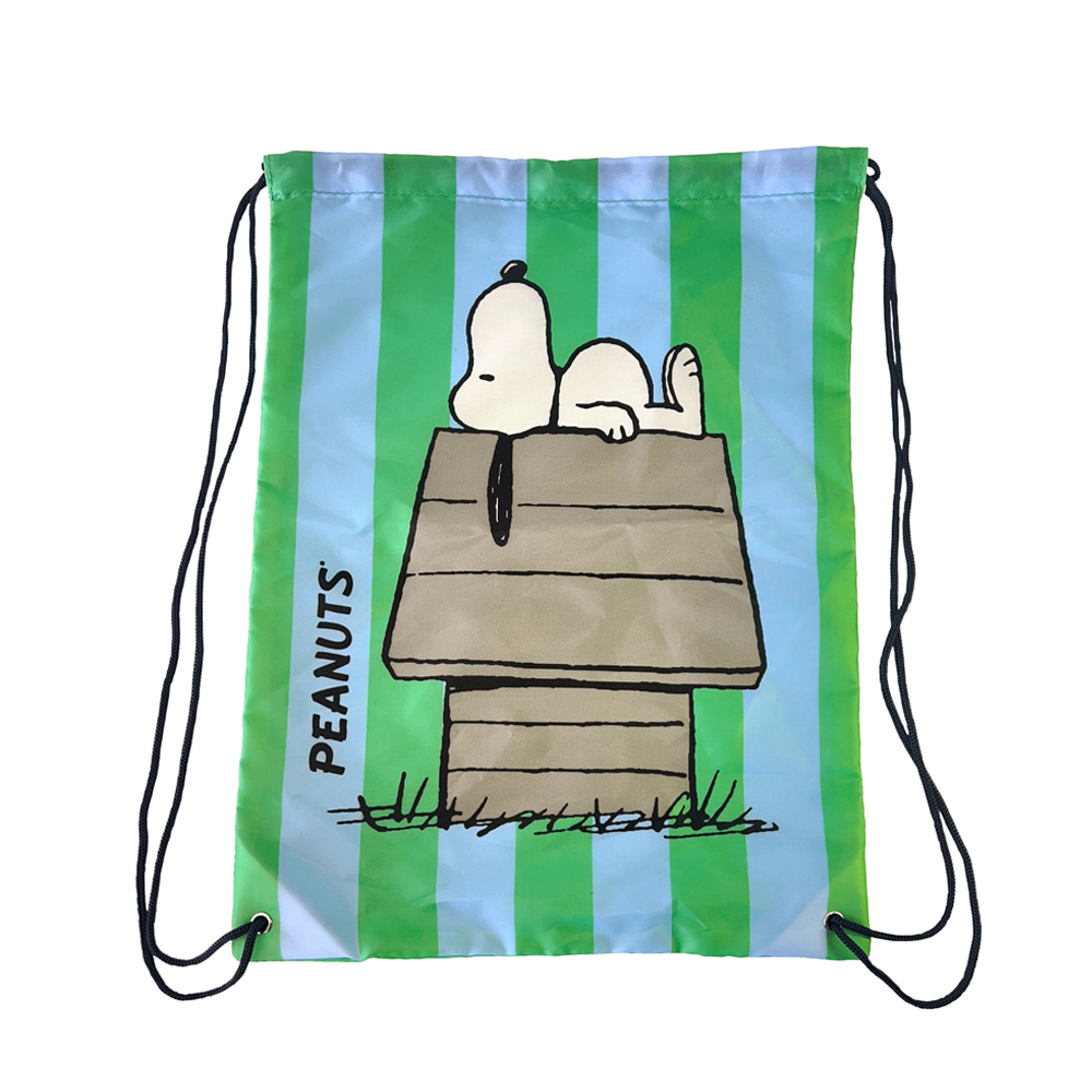 Engelite x Peanuts Drawstring Bag Green Blue Striped – Iko Iko