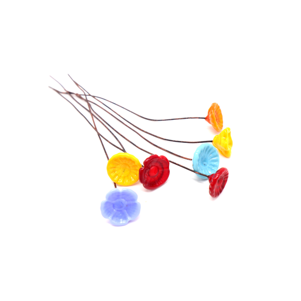 Rainey Designs Mini Flower Glass Stem Solid Assorted - Iko Iko