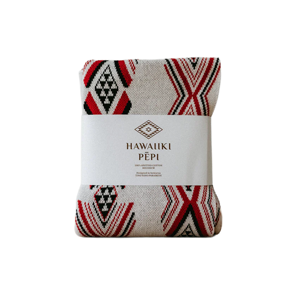 Hawaiiki Pēpi Niho Paraikete Knitted Baby blanket Red – Iko Iko
