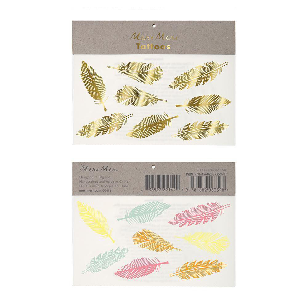 Meri Meri Tattoos Gold and Neon Feathers – Iko Iko