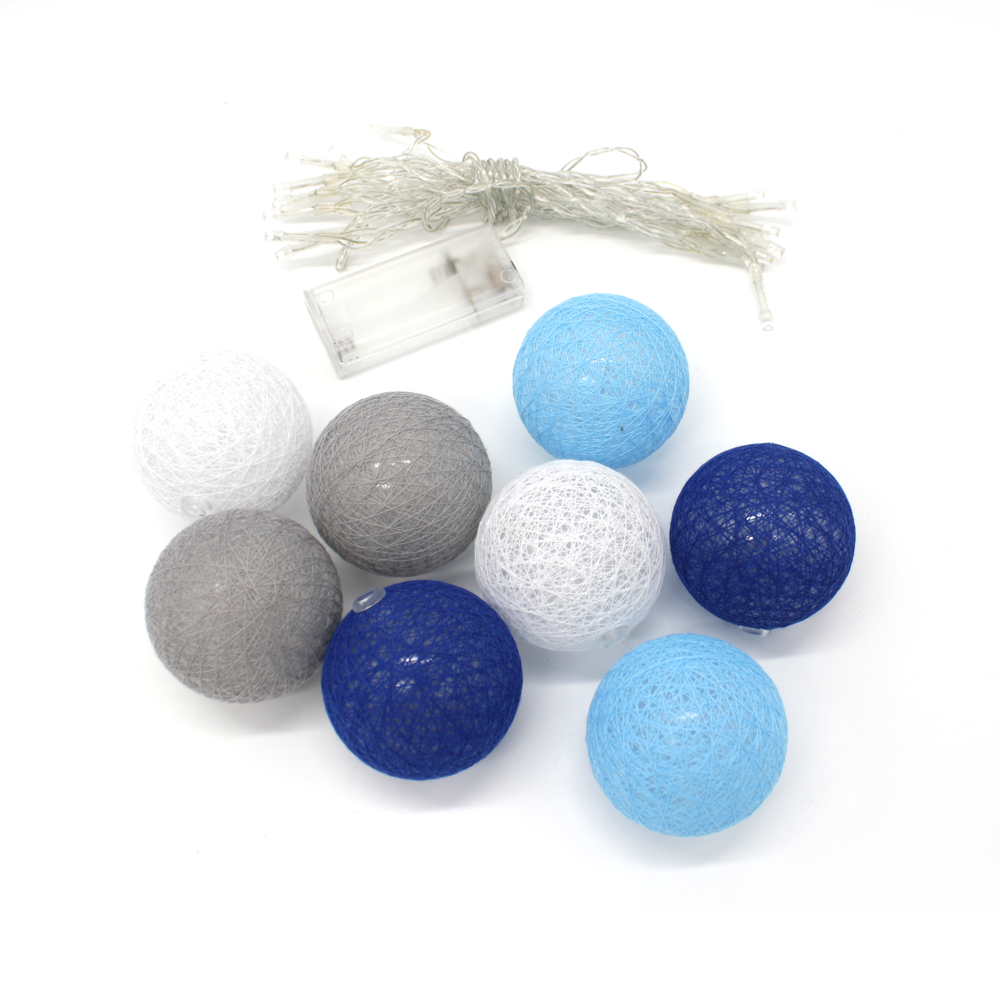 Cotton Ball LED Fairy Lights Blues and Greys – Iko Iko