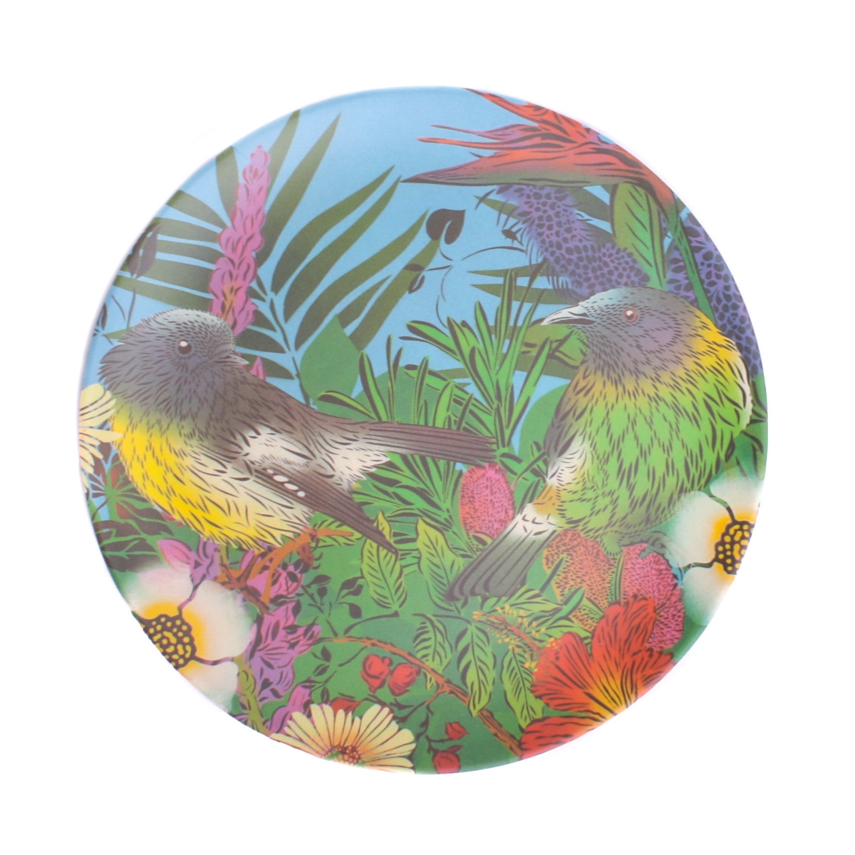 Nz Bird Bamboo Plate Miromiro and Korimako – Iko Iko