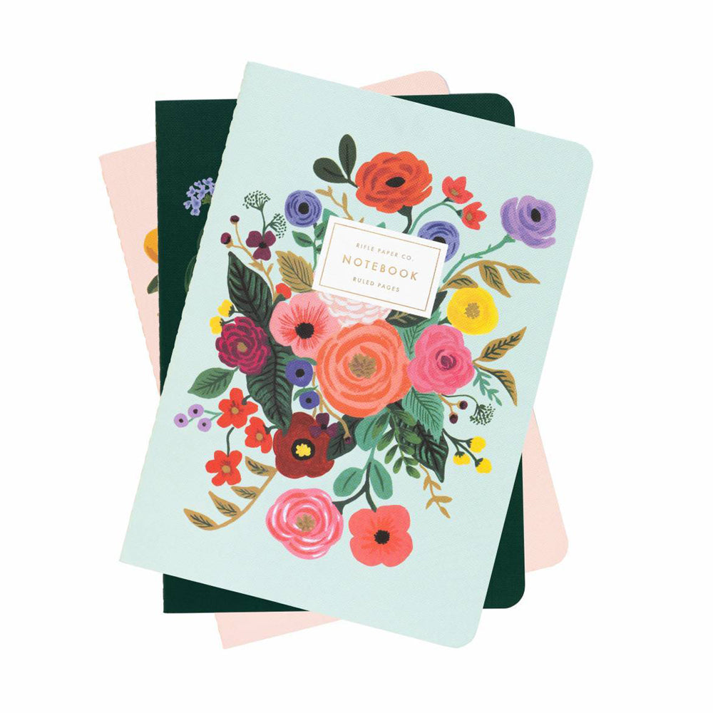 Rifle Paper Co Pack of 3 Stitched Notebooks Ruled Large Garden Party ...