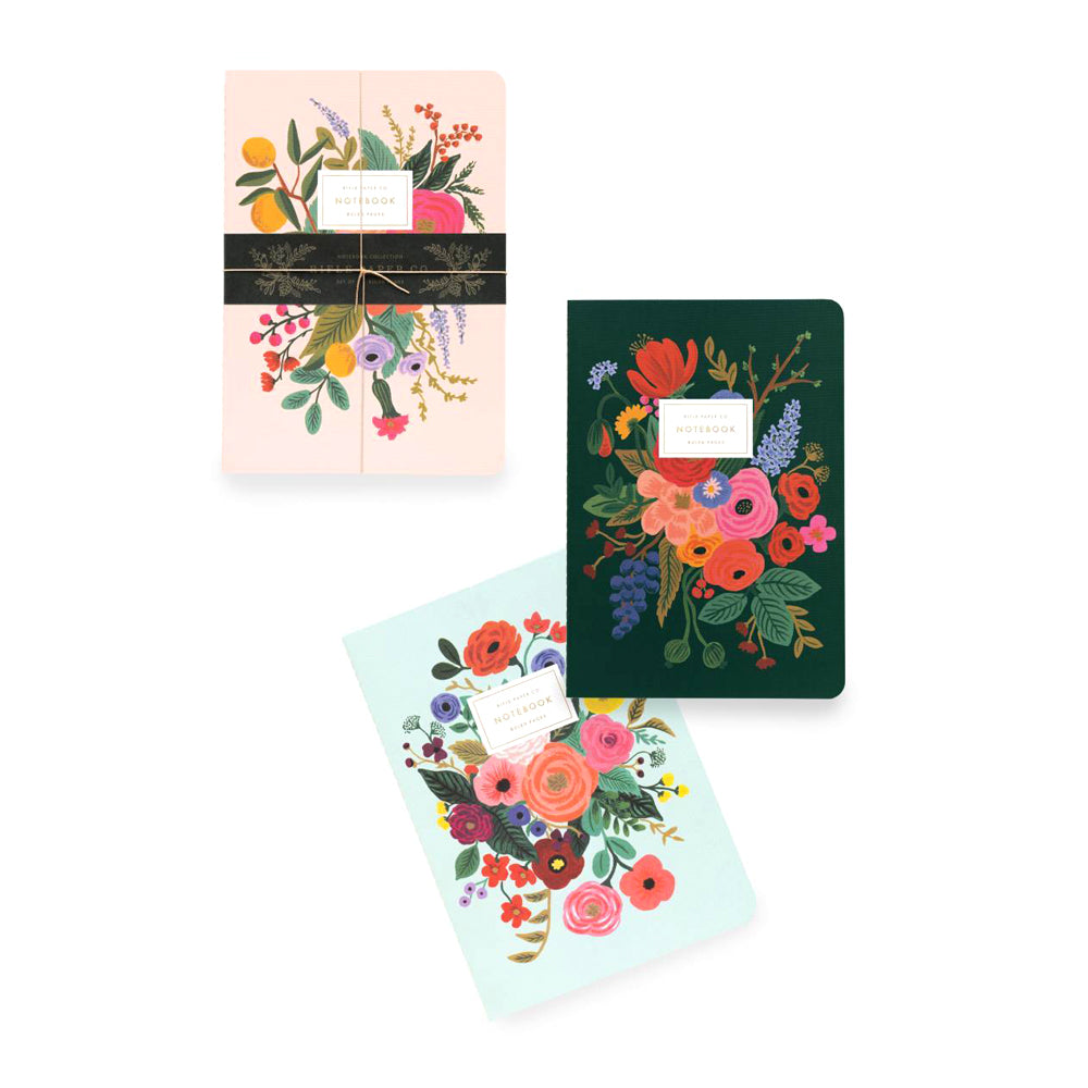 Rifle Paper Co Pack of 3 Stitched Notebooks Ruled Large Garden Party ...