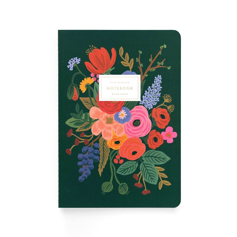 Rifle Paper Co Pack of 3 Stitched Notebooks Ruled Large Garden Party ...